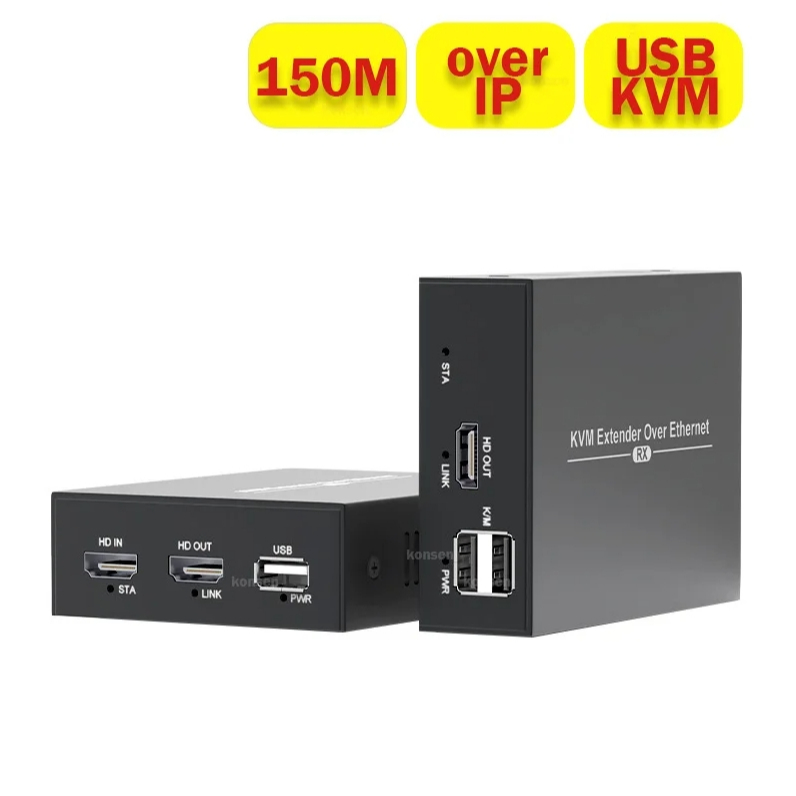 150M HDMI KVM Extender over IP Rj45 Cat6 Cable HDMI USB Extender Support Keyboard Mouse 1 TX to ...