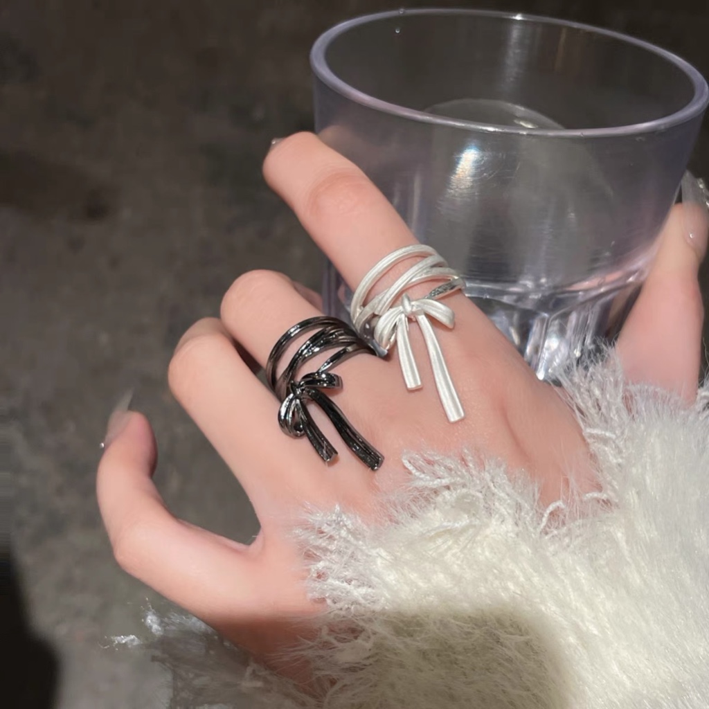 Ballet Style Bow Ribbon Open Ring Niche Design Adjustable Index Finger ...