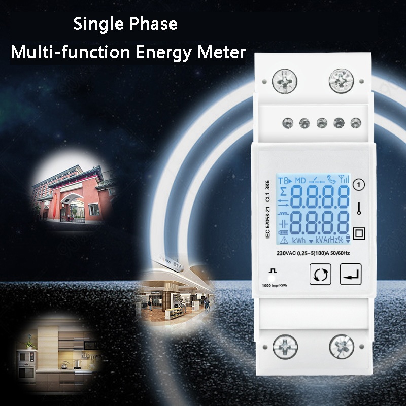 SDM Modbus 230V Singe Phase Multifunction Energy Meter With Pulse Output,V A W KWH DIN Rail ...
