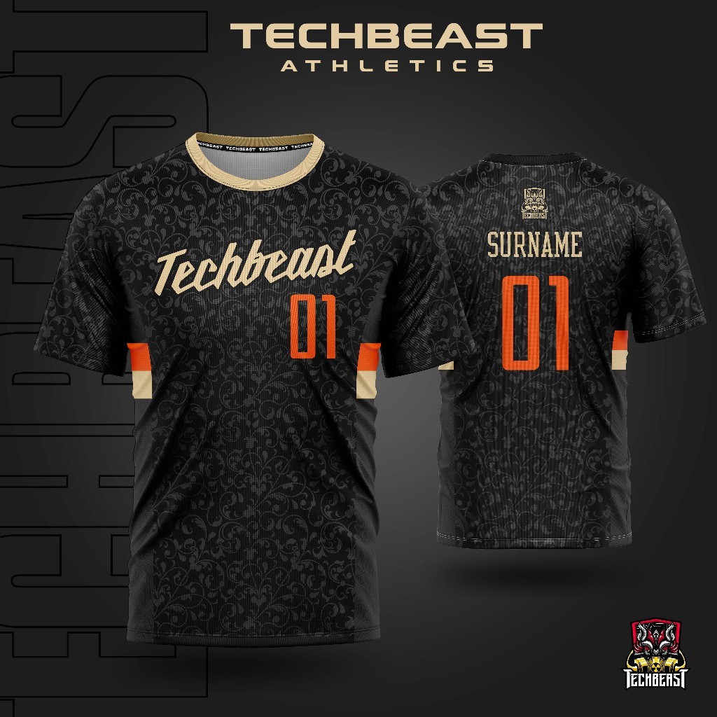 Black Floral T-shirt Full Sublimation Jersey Techbeast ( CUSTOM NAME + NUMBER ) | Shopee Philippines