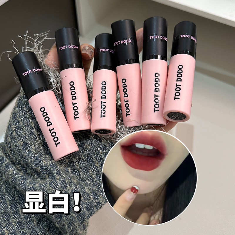 Toot DODO Korean Style Makeup Non-Fade Matte Lipstick Velvet Lip Gloss Plain White Pink Lip ...
