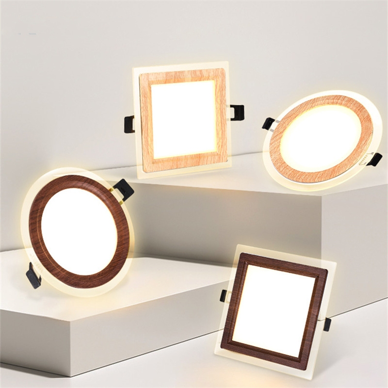 Nordic Embedded Downlight 6W/9W/12W Wood Grain Led Ceiling Lamps for ...