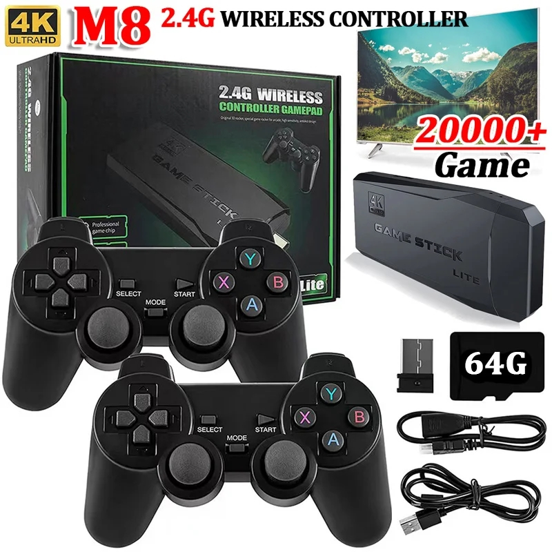 M8 Game Stick 4K Linux OS TV Video Game Console Built-in 10000+ Games 2 ...