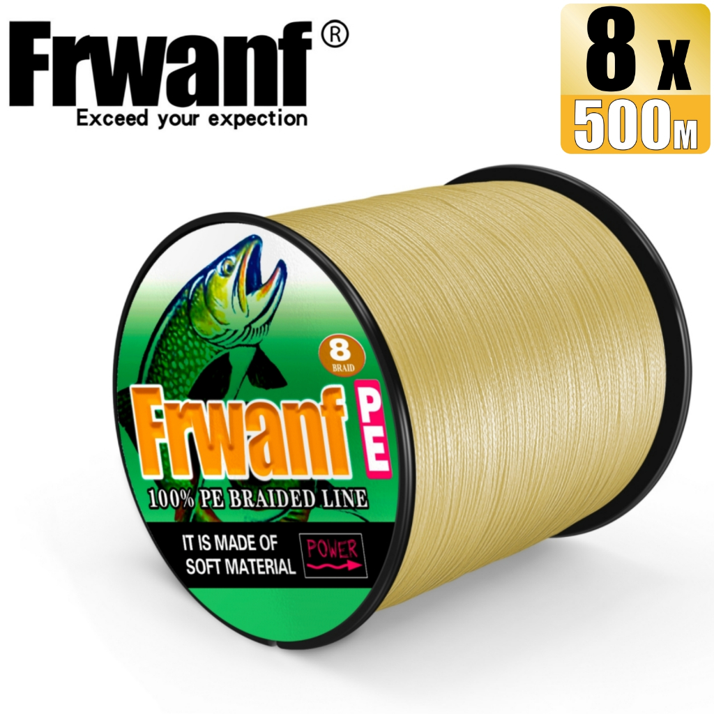 Frwanf 500M 8 Strands 6-300LB Yellow Braided Fishing Line Braid X8 PE ...