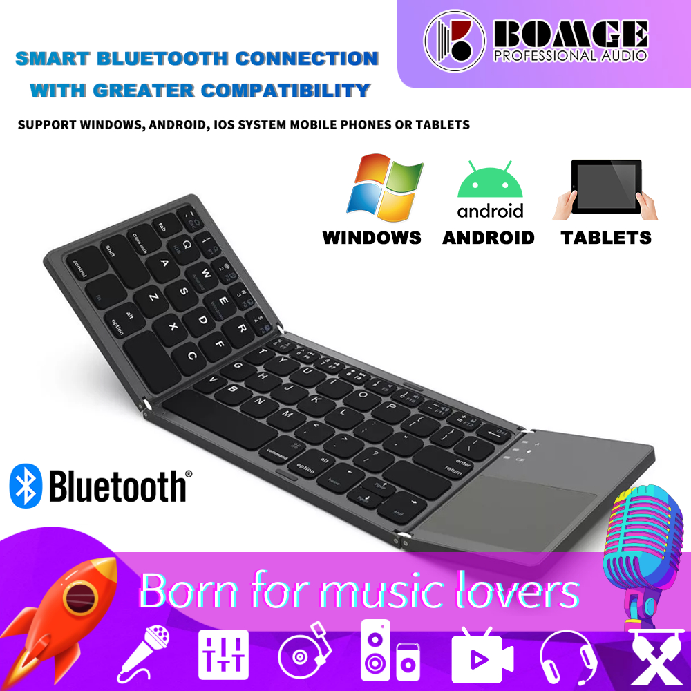 BOMGE Foldable Bluetooth Keyboard with Touchpad Portable Wireless ...
