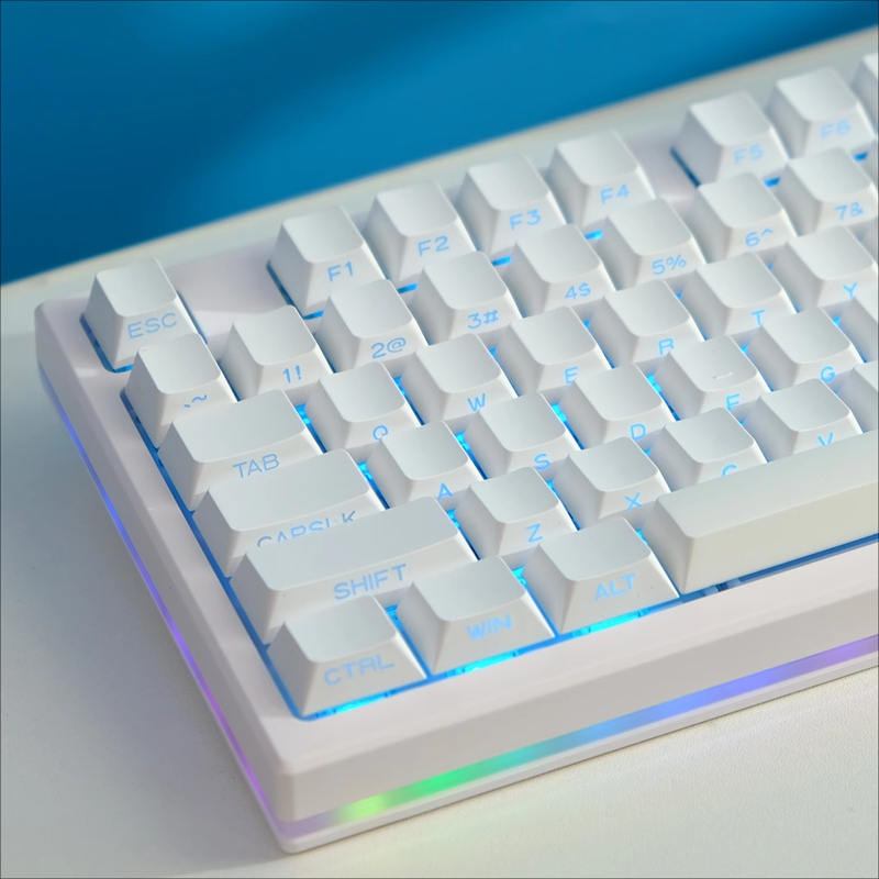 【ONLY KEYCAP】Pure White Side Engraved Keycap Shine Through 130 Keys ...