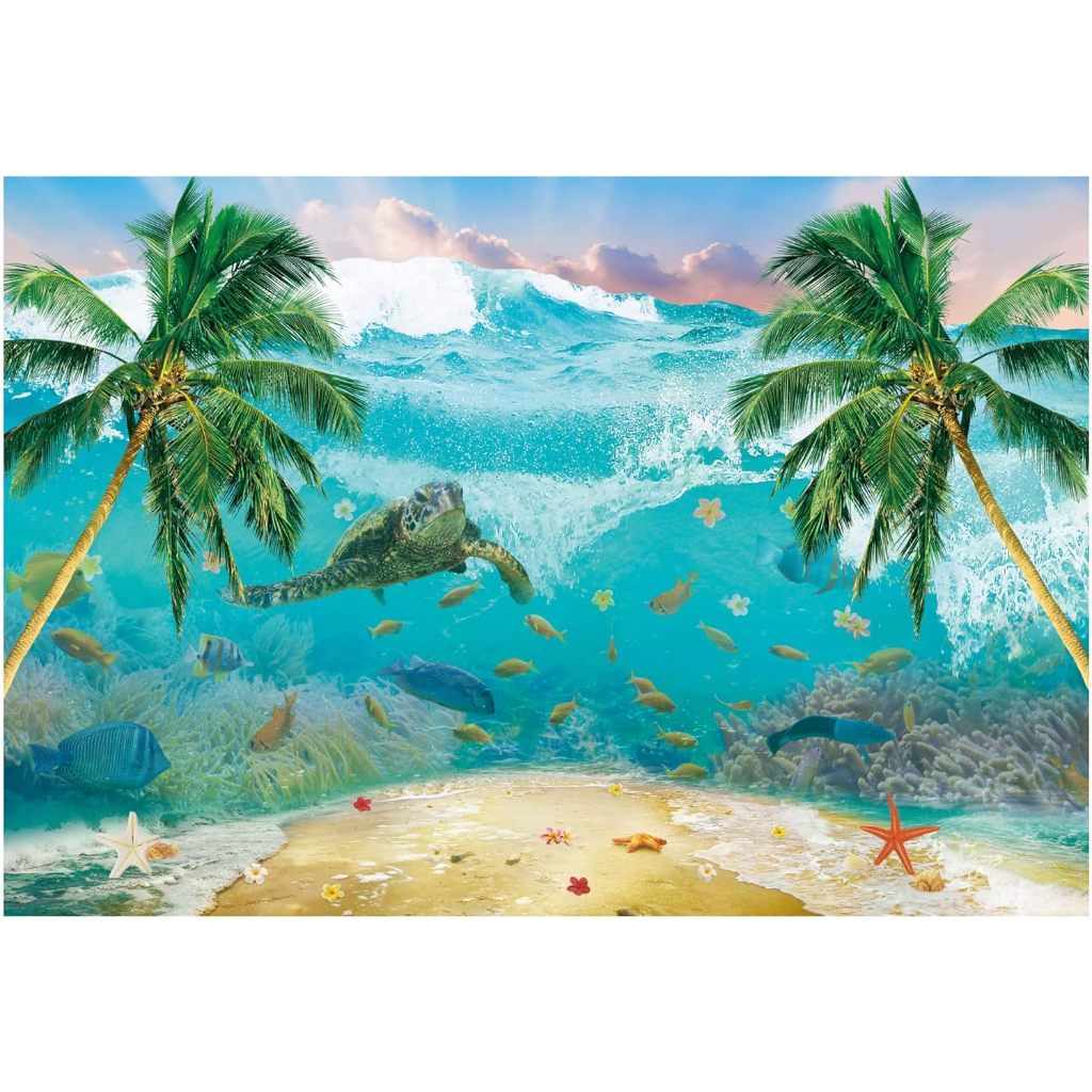 7x5FT Underwater Wave Backdrop Ocean Beach Fantasy Undersea Turtle Palm ...