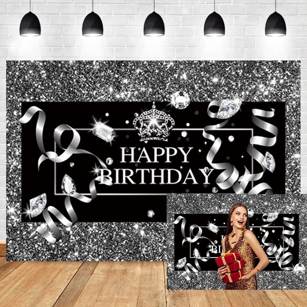 5*3ft Black and Silver Backdrop for Luxury Girly Woman Birthday Party ...