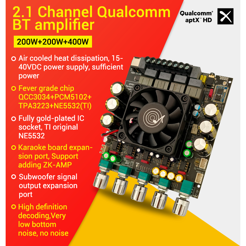 DIYMORE ZK-APTX2 Bluetooth 2.1 channel Qualcomm Bluetooth power amplifier board two original ...