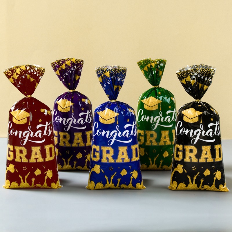 10/25/50pcs Grad Candy Bags Congrats Grad Plastic Bags Graduation Cap ...