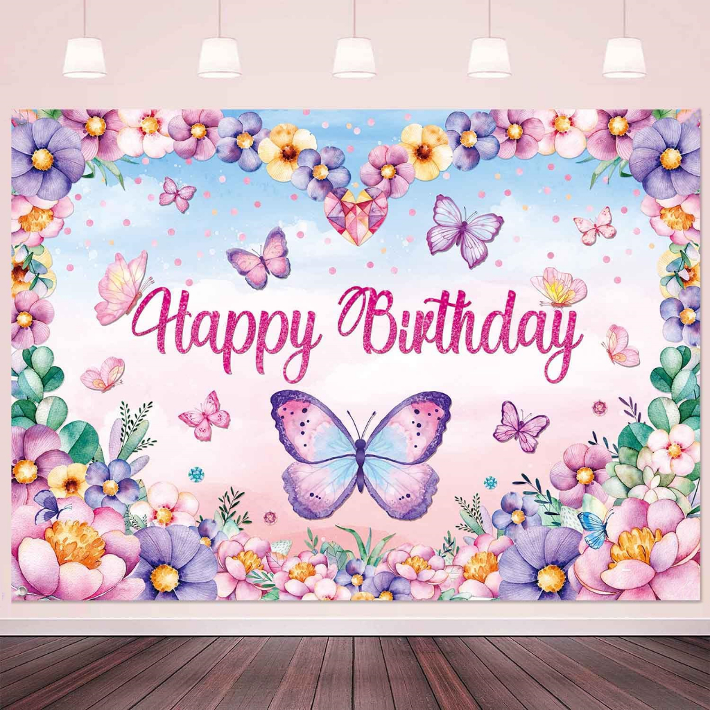 Butterfly Birthday Photography Backdrop Butterflies Birthday Party ...
