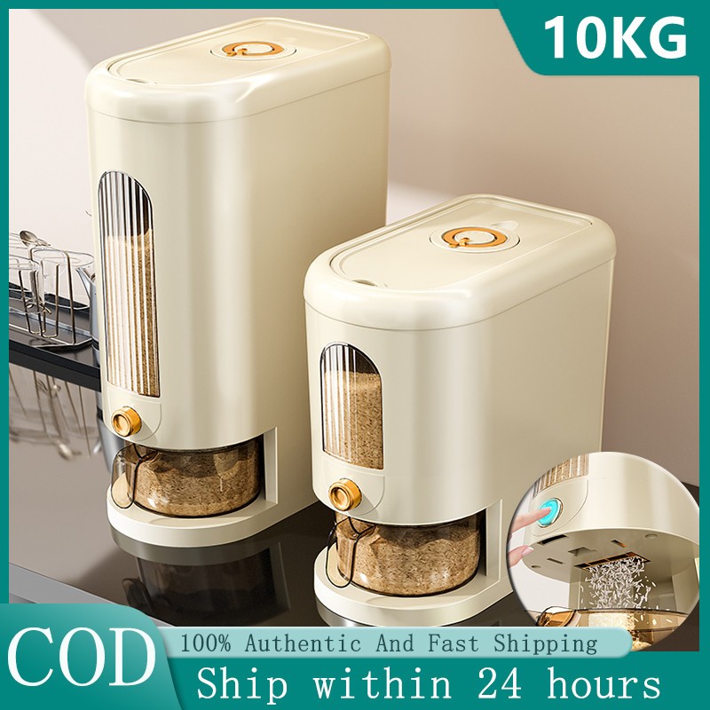 Automatic Rice Dispenser Storage Kitchen Rice Storage Container Push ...