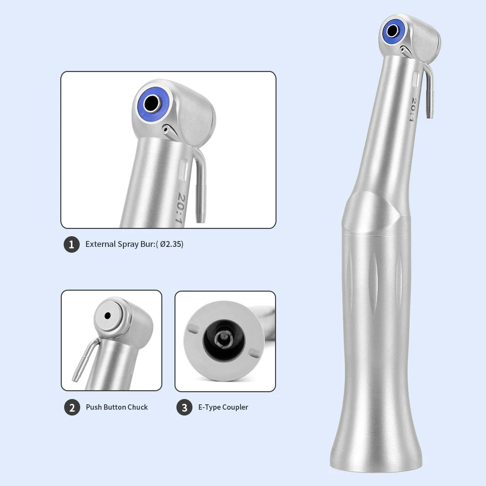 Dental 20:1 Contra Angle Low Speed Handpiece Reduction Implant Surgery Green Ring Air ...