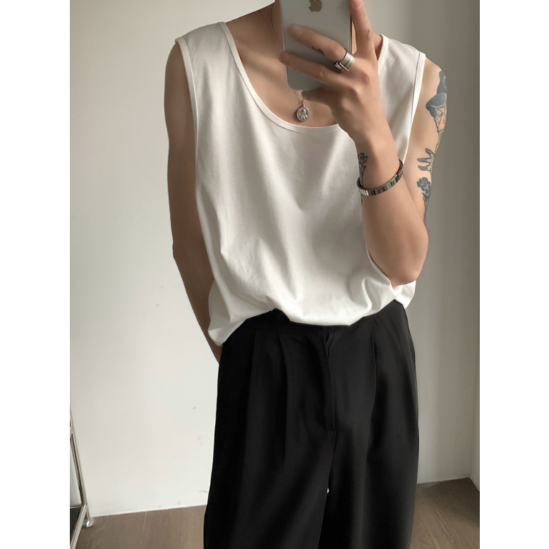 Streetwear Hip-Hop Tank Top Men Tide Plain Sleeveless For Men Fashion ...