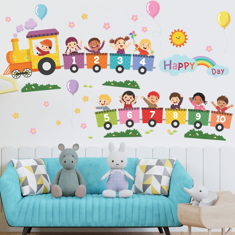 Early Education Cartoon Train Wall Stickers, Kindergarten Children's ...