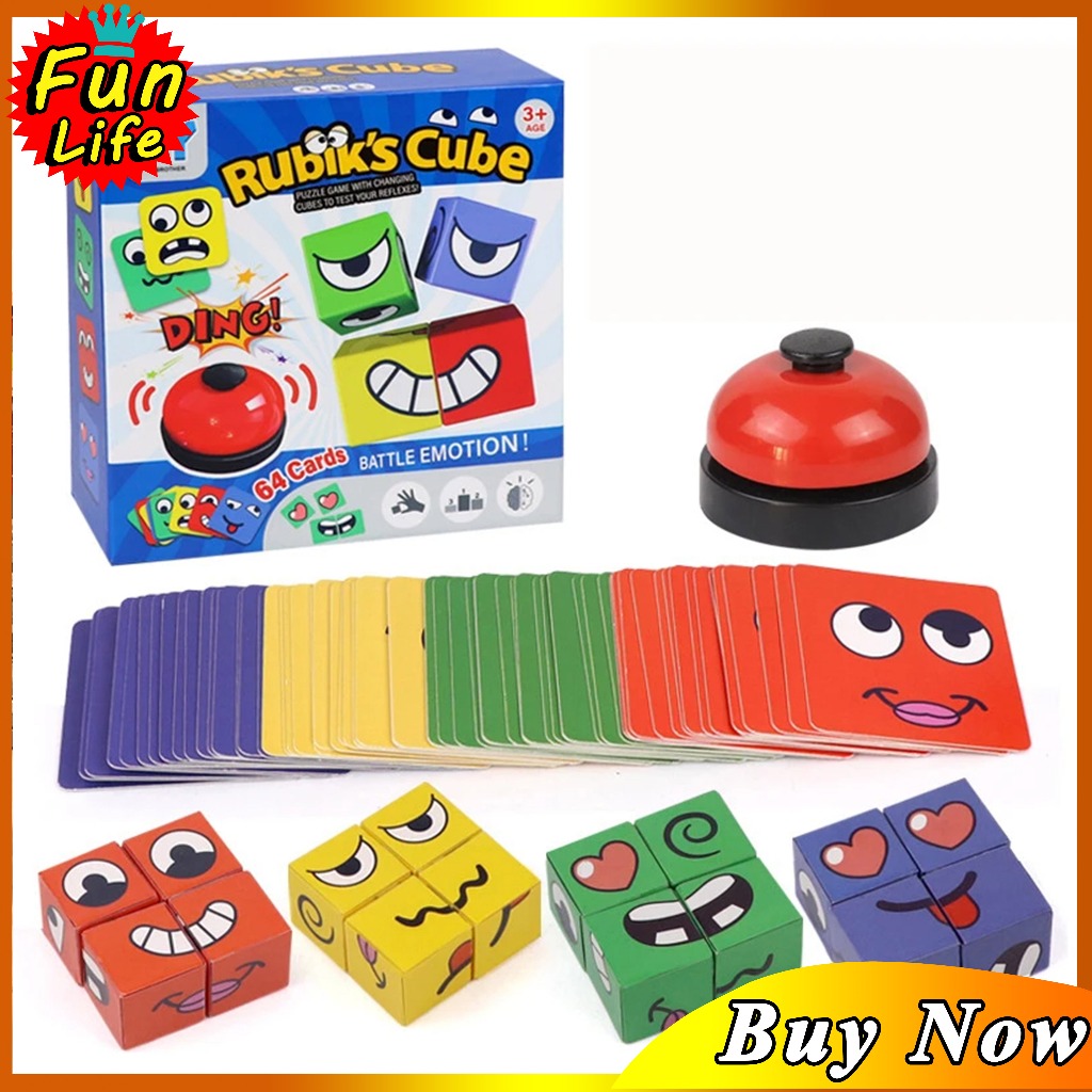 Kids Face Change Expression Puzzle Building Blocks Montessori Cube ...