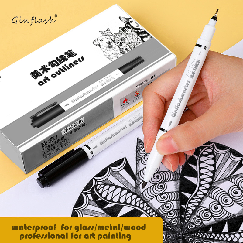 Ginflash 12pcs/box 99%Waterproof Art Sketch comics Art Marker Pen ...
