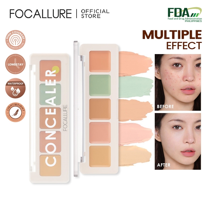 Focallure 5 Color Corrector Concealer Palette Multicolor High Cover But ...