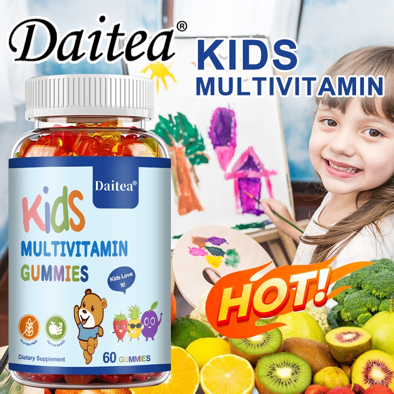 DAITEA Kids Daily Multivitamin Gummies – Vitamins A, C, D, B6, B12 and ...
