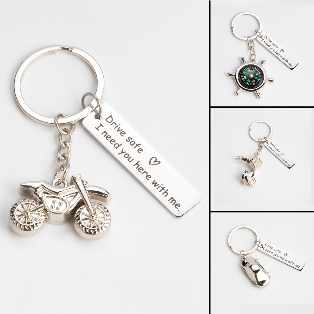Drive Safe Key Chains Stainless Steel Keychain Motorcycle, Car, Scooter ...