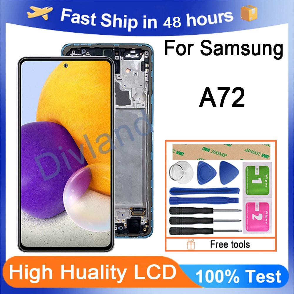 AMOLED OLED TFT For Samsung Galaxy A72 4G A725 A725F/DS LCD Display Touch Screen With Frame ...