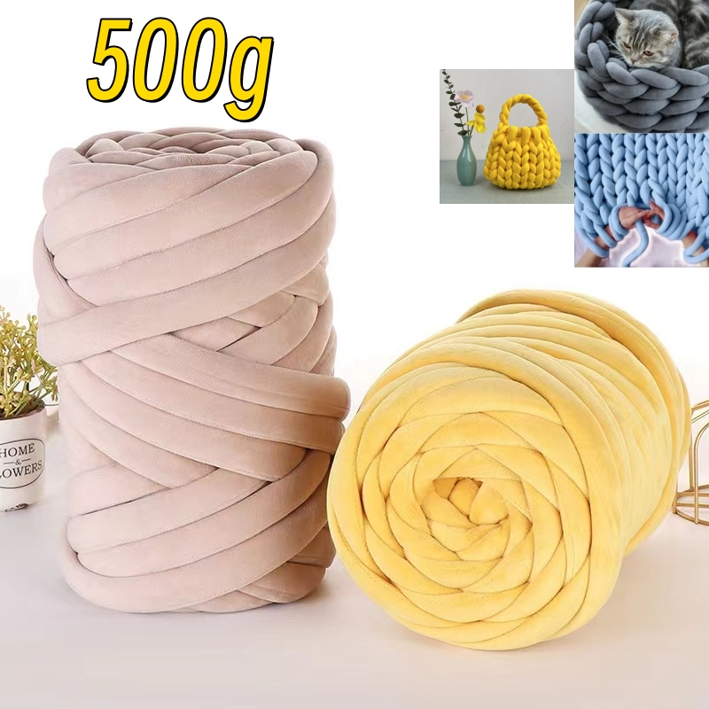 500g Chunky Tube Yarn Hand Knitting Iceland Wool Yarn DIY Woven Cat's ...