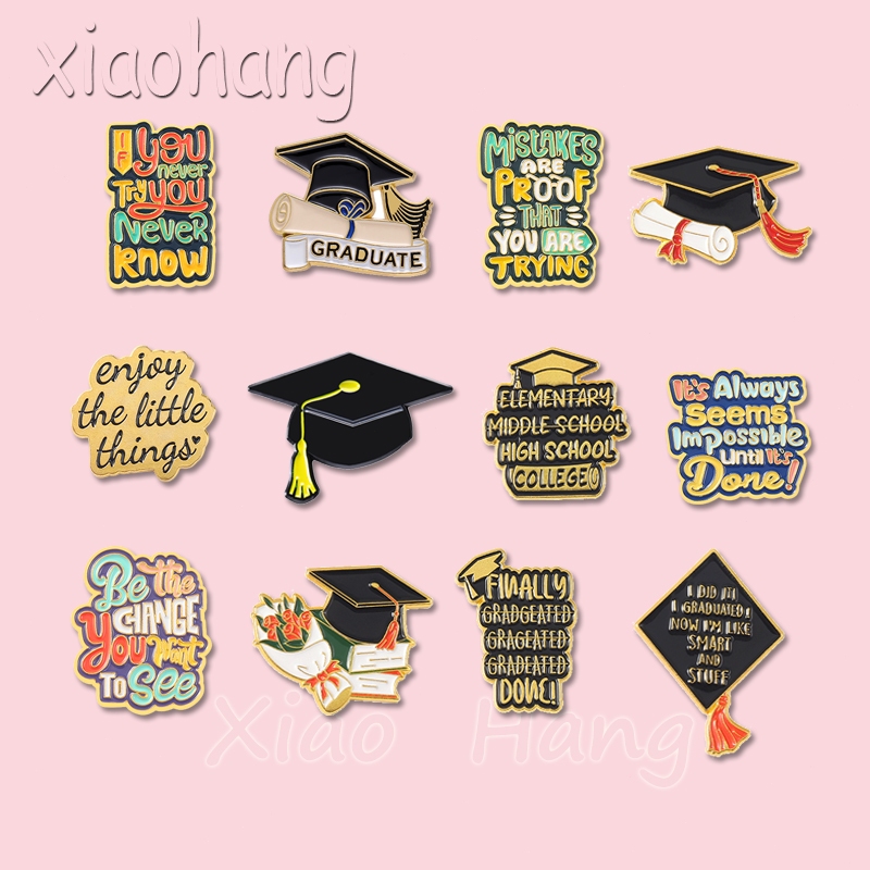 College Graduate Enamel Pins Brooches Bachelor Hat Graduation Brooch ...