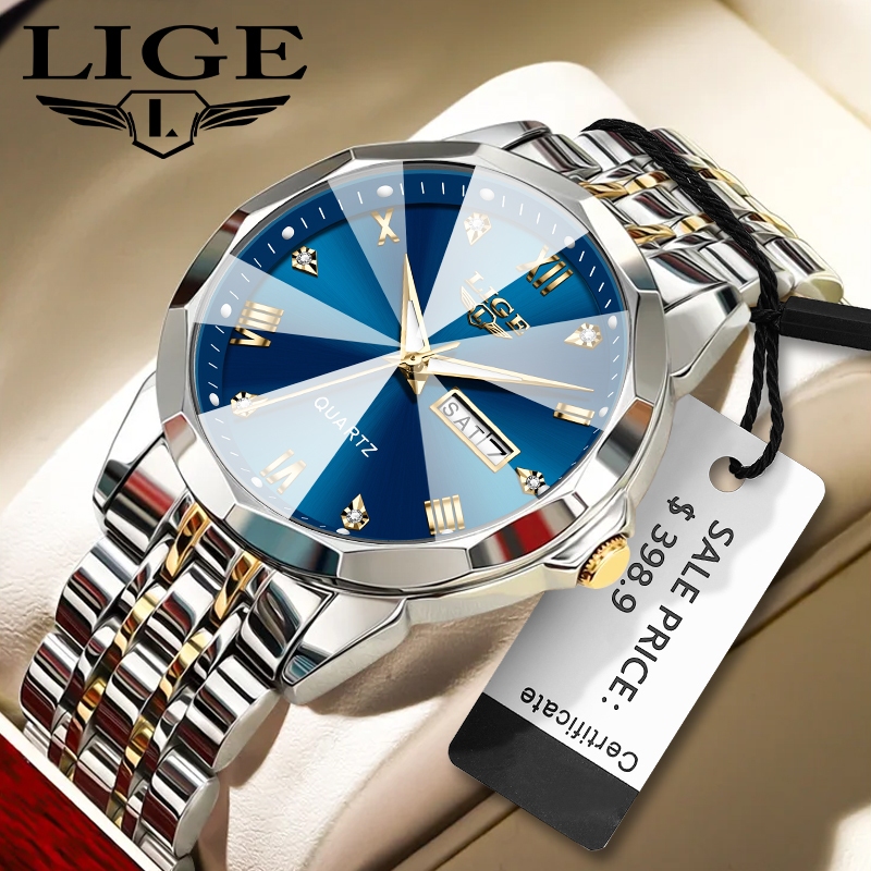 LIGE Fashion Watch Men Original Quartz Sport Waterproof Stainless ...