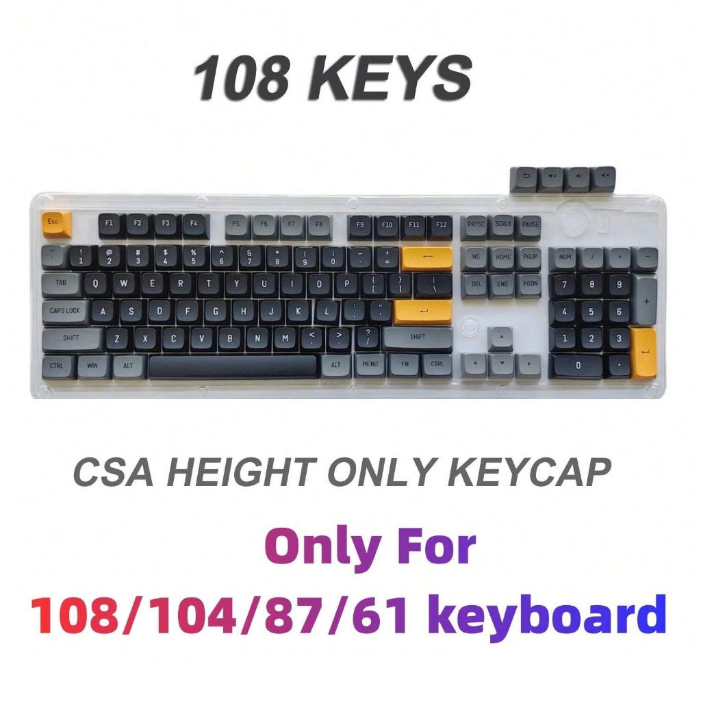 108 Keys CSA Profile Grey Mechanical Keyboard Keycaps Simple Cross-axis ...