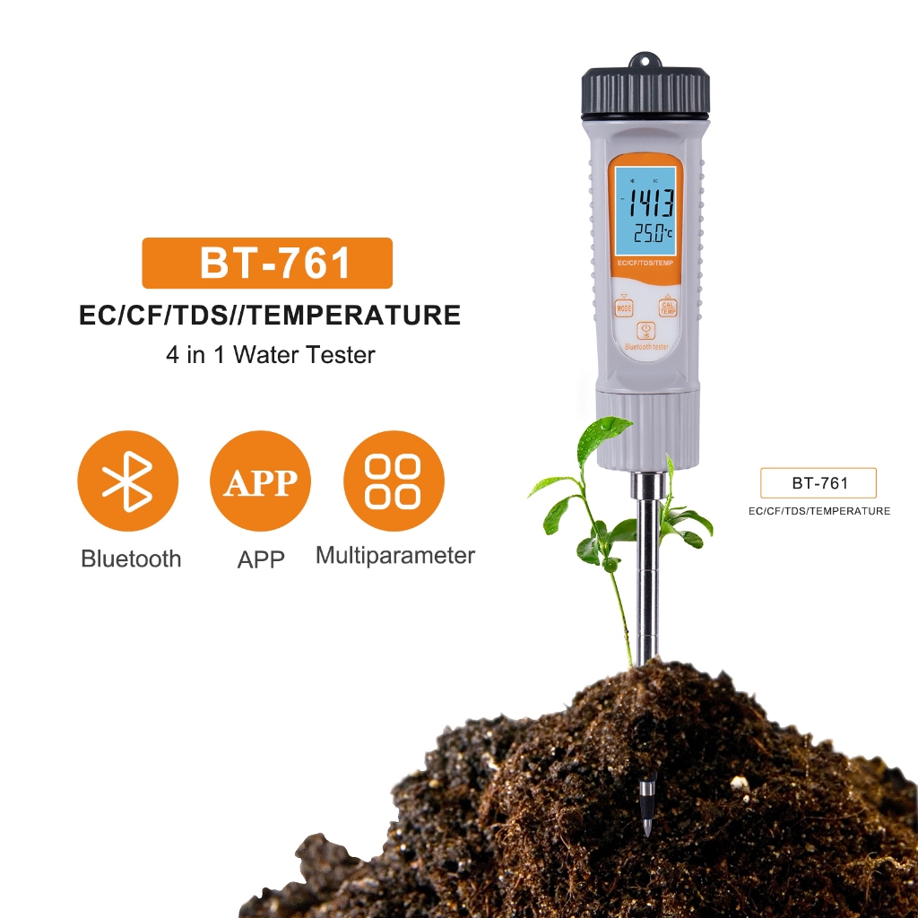 Bluetooth and APP 4 in one EC/TDS/CF/TEMP Soil meter EC Value Salinity ...