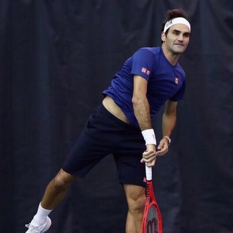 Uniqlo Federer Tennis Jersey Same jersey Pure cotton printed round neck ...