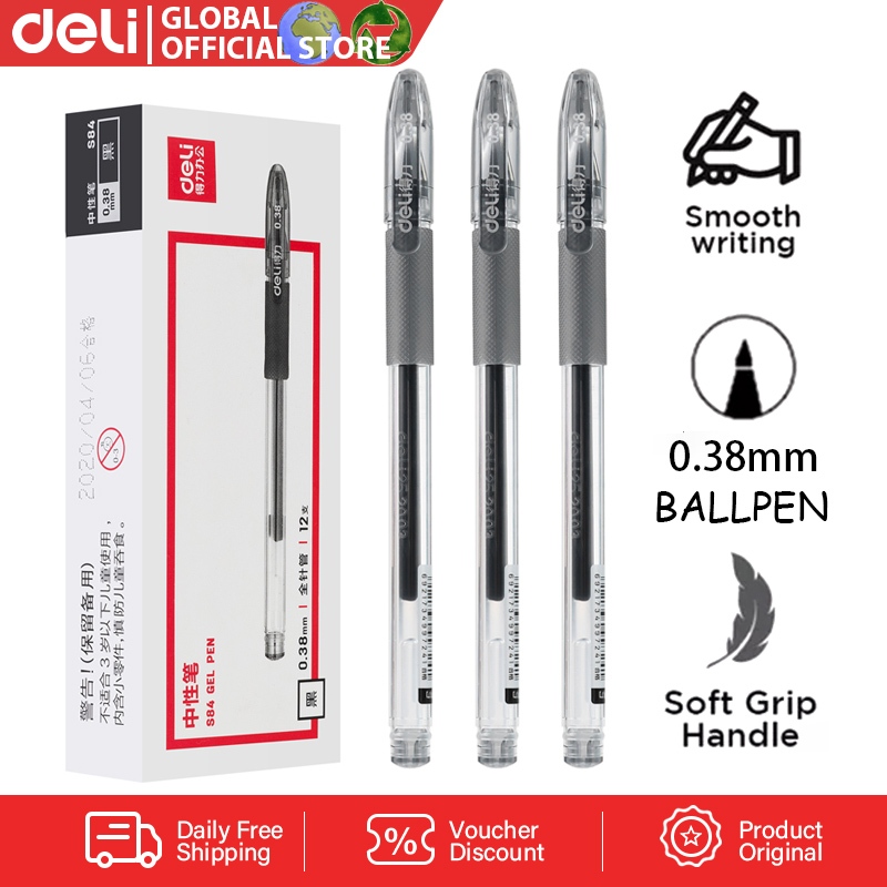 Deli S84 office gel pen 0.38 full needle tube (black) (piece) | Shopee ...