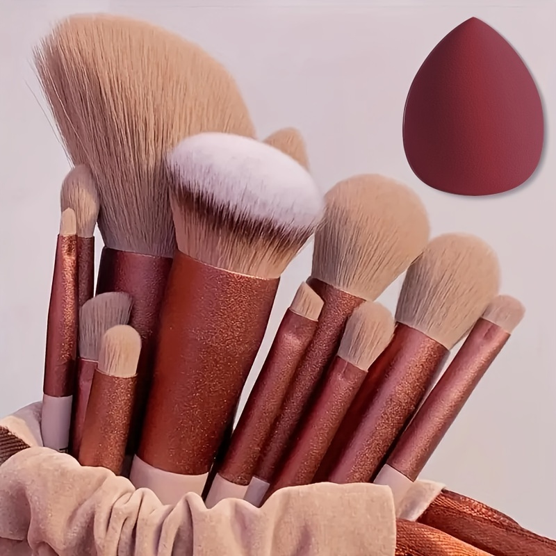 Essential 14-Piece Soft Makeup Brush Set & Sponge - Hypoallergenic ...