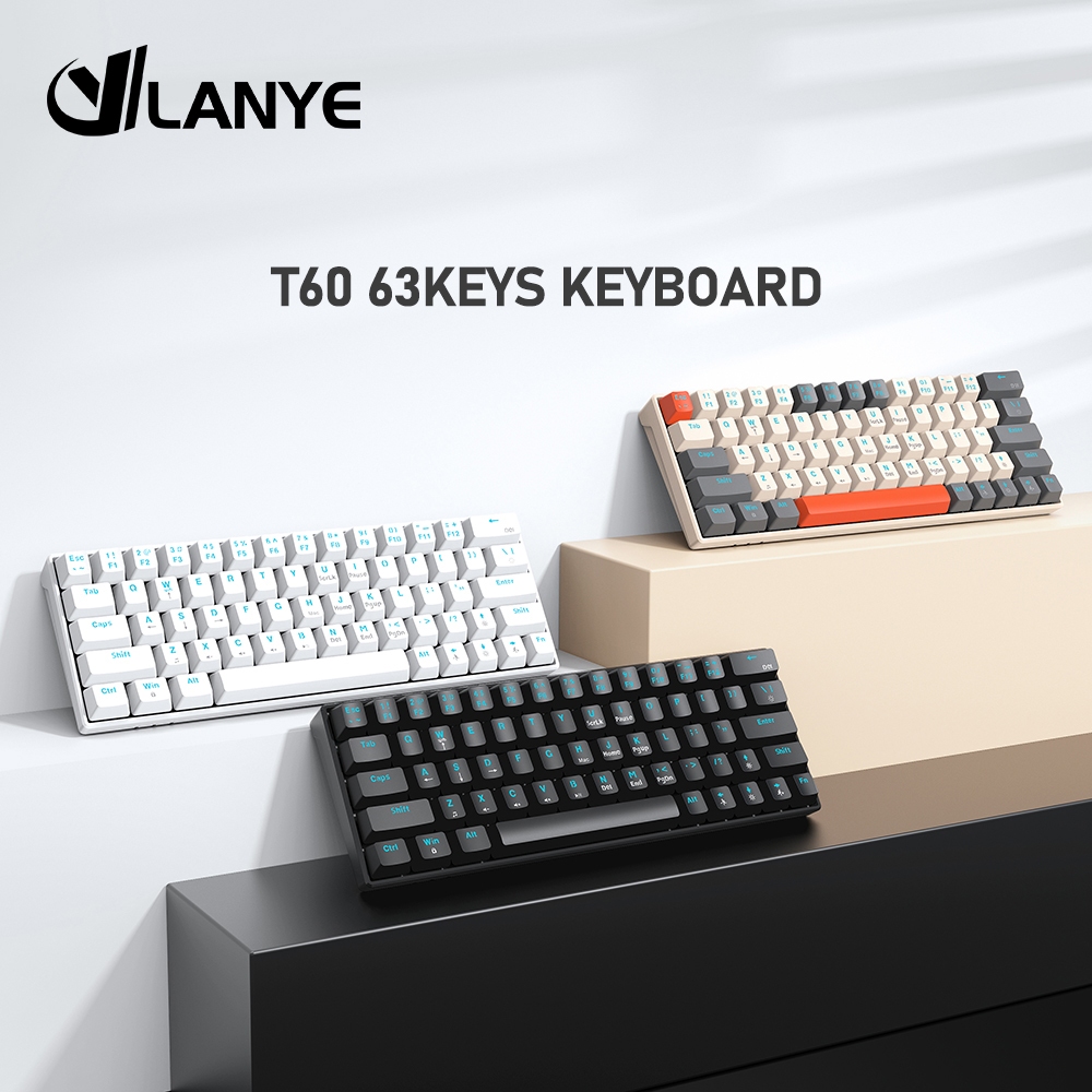 LANYE T-wolf T60 Wired Mechanical Keyboard RGB LED Light 63 keys ...