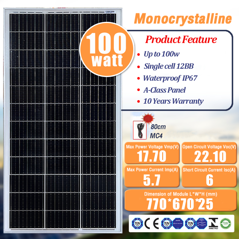 【COD】Solar Panel 100 watts 12BB New Monocrystalline Silicon To Satisfy ...