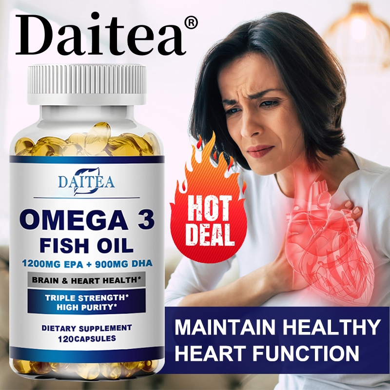 Daitea Omega 3 Fish Oil Supplement with 1200mg EPA, 900mg DHA - Heart ...
