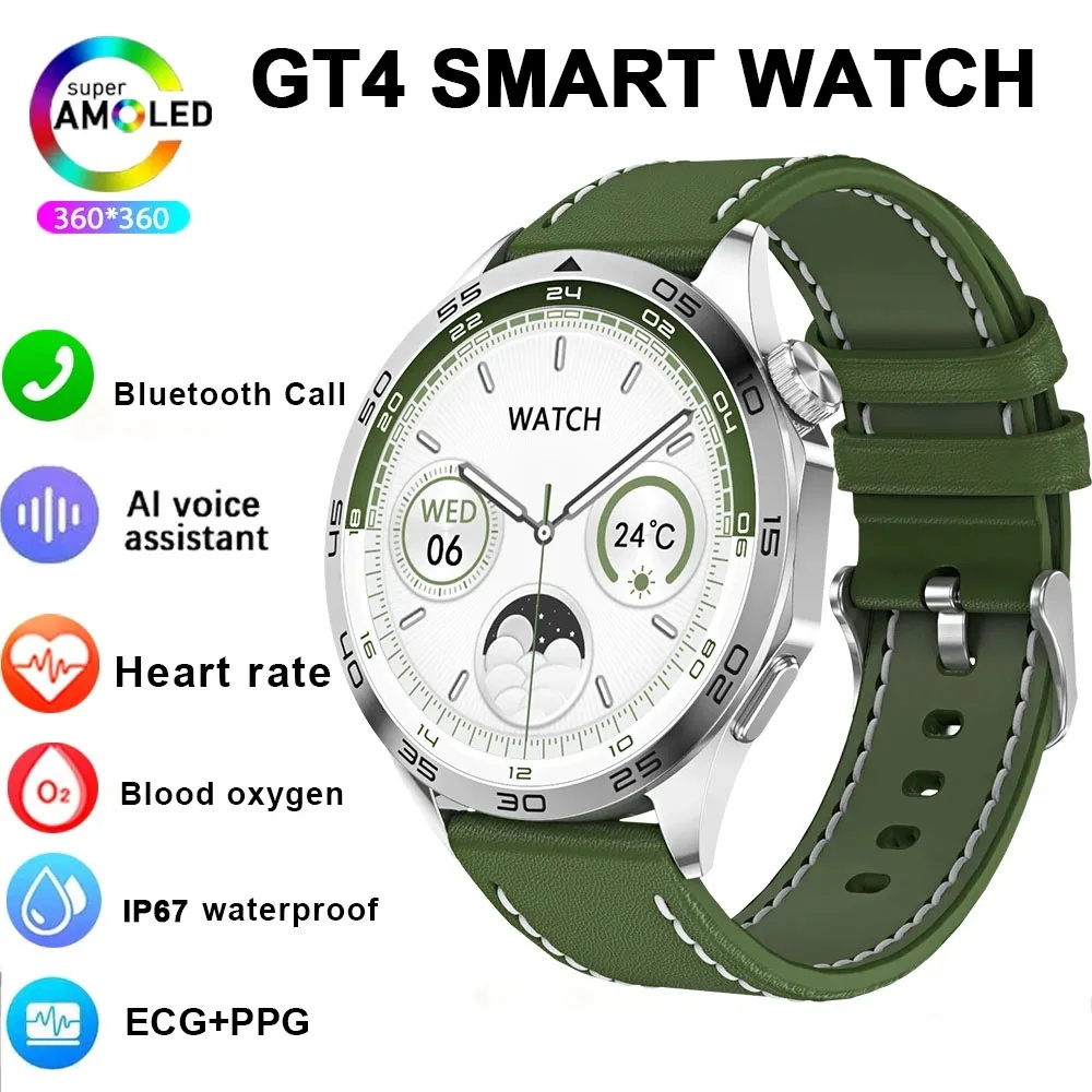 2024 New Smart Watch Men Watch 4 Pro AMOLED HD Screen Bluetooth Call ...
