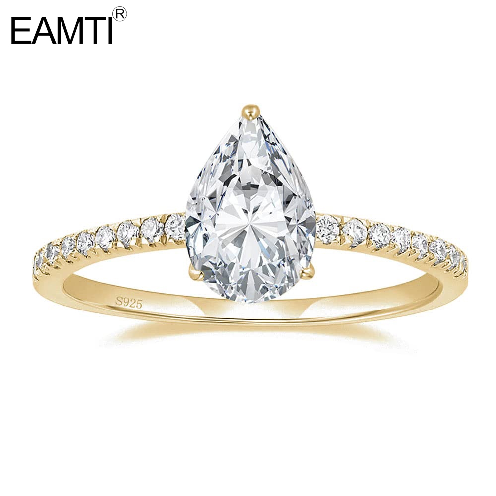 EAMTI 2CT 925 Sterling Silver CZ Wedding Promise Rings Gold Stunning ...