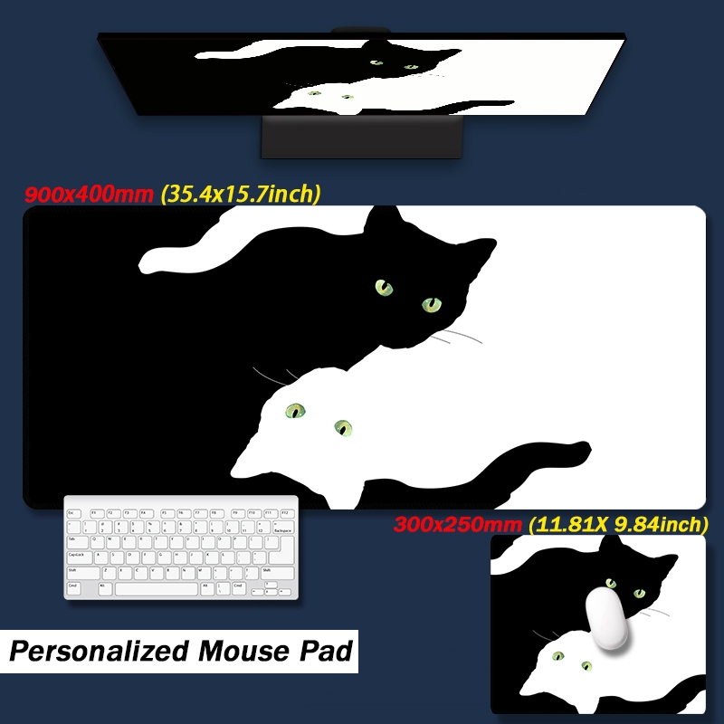 Black Cat And White Cat Mouse pad | Extended Gaming Mousepad ...