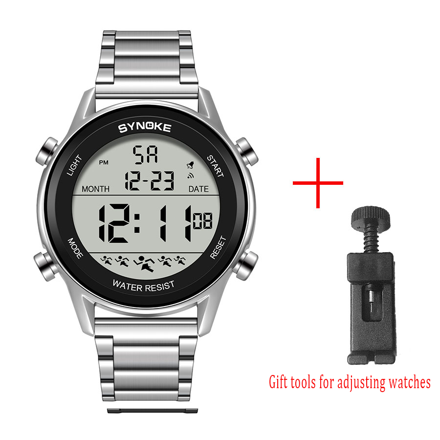 SYNOKE Waterproof Men Watch Sport Stainless Steel Digital Multifunction ...