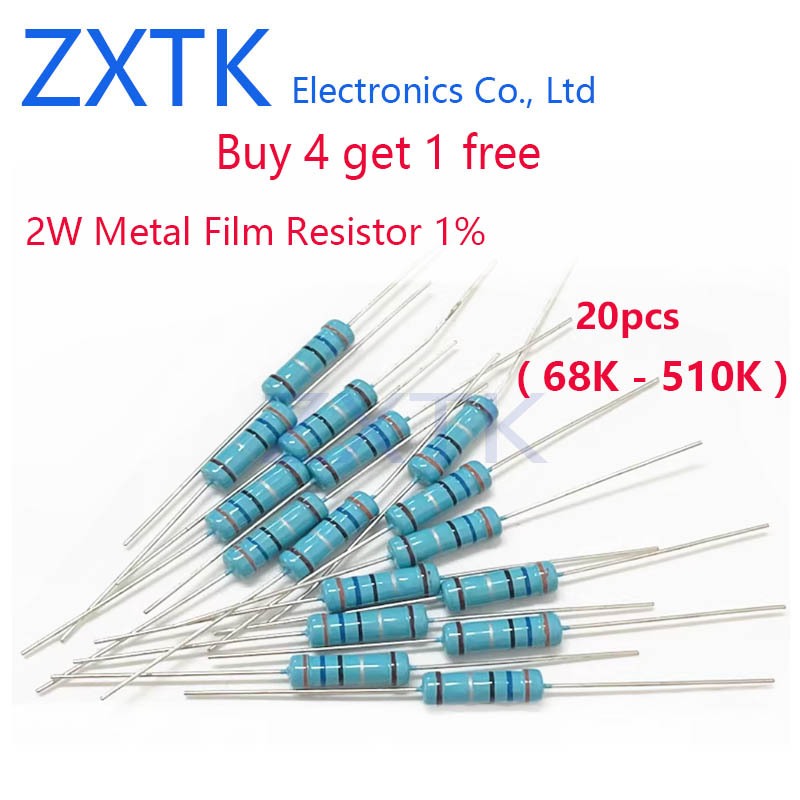 20PCS Metal Film Resistor 2W 68K 75K 82K 91K 100K 110K 120K 130K 150K ...