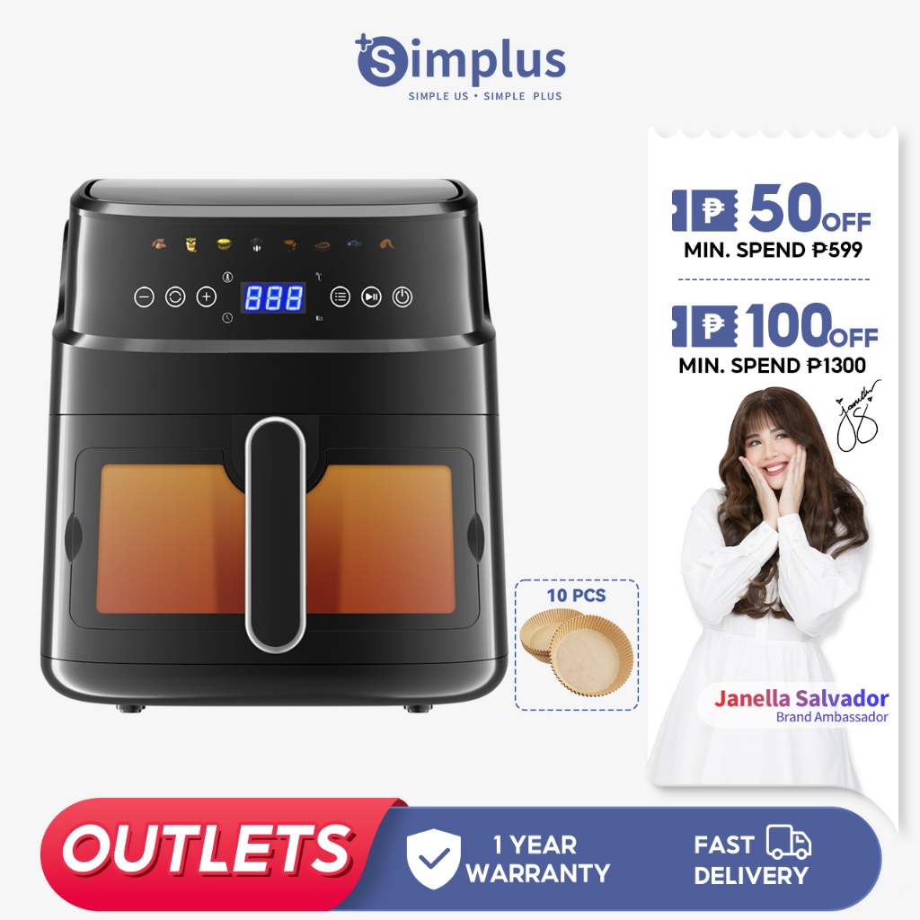 Simplus Visible Air Fryer 6L Electric Fryer Oven LCD Touch Screen Non Stick Oil Free | Shopee ...