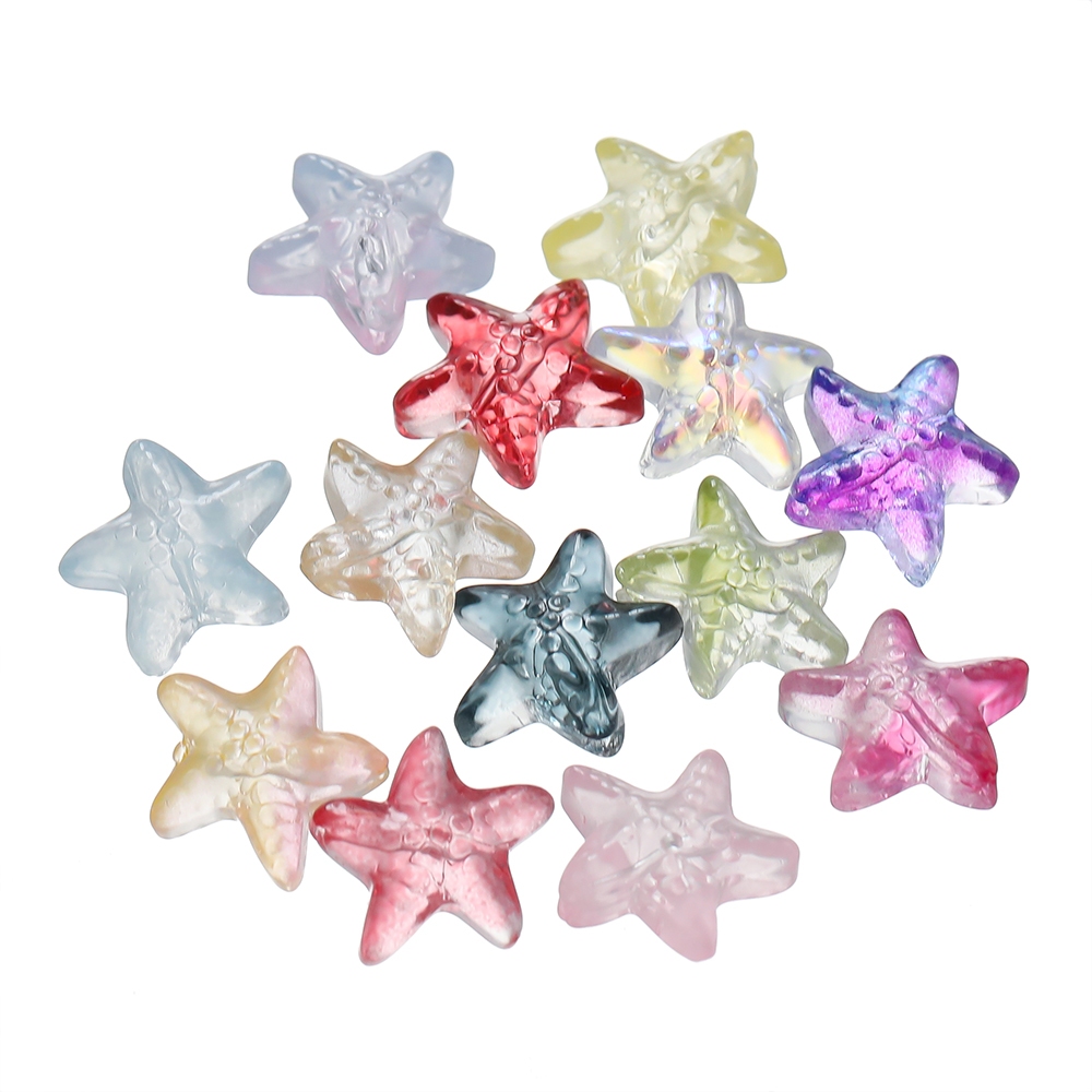 St. kunkka 10Pcs Glass Starfish Beads Multicolor Glass Ruyi Butterfly ...