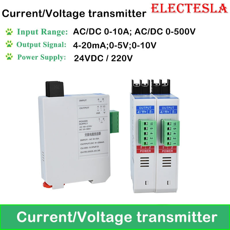 Voltage Transmitter 0-500V to 4-20mA AC Voltage Transducer 0 10V AC DC Voltage Current Signal ...