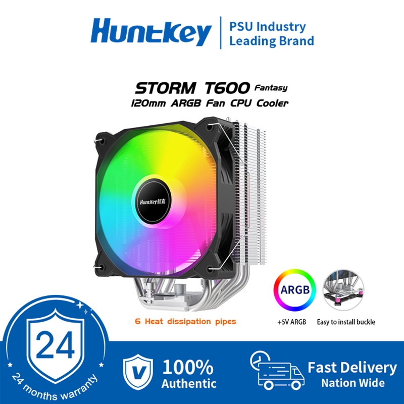 Huntkey CPU Cooler T600F PC Computer 120mm 6 Heat Pipe CPU Radiator Air ...