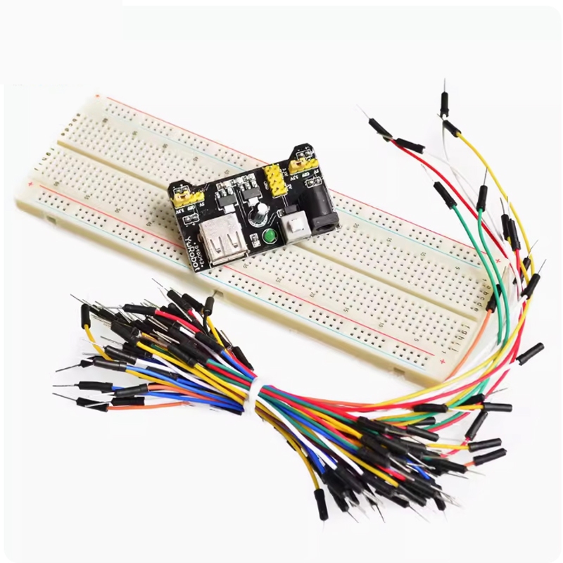 Breadboard black power module + 830-hole large breadboard + 65 colorful ...