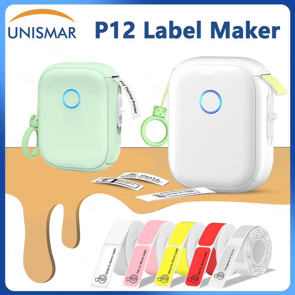 Inkless Thermal Printer P12 Portable Label Printer Bluetooth Wireless ...