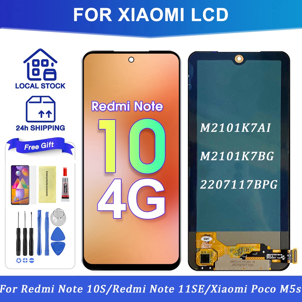 AMOLED 6.43' LCD For Redmi Note 10 4G M2101K7AG LCD Touch Screen Digitizer For Xiaomi Redmi Note ...