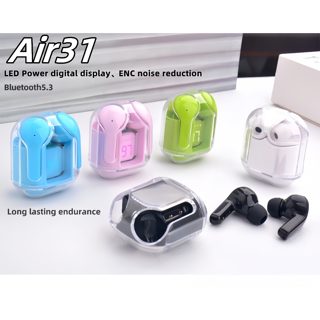Air31 transparent wireless Bluetooth 5.3 earphones with touch control ...