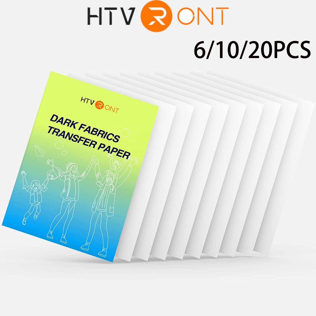 HTVRONT 6/10 Pcs A4 Dark Fabric Printable Heat Transfer Paper Inkjet ...